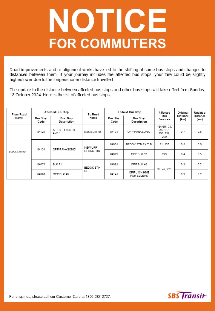 Updated Bus Stop Distances - SBSTransit
