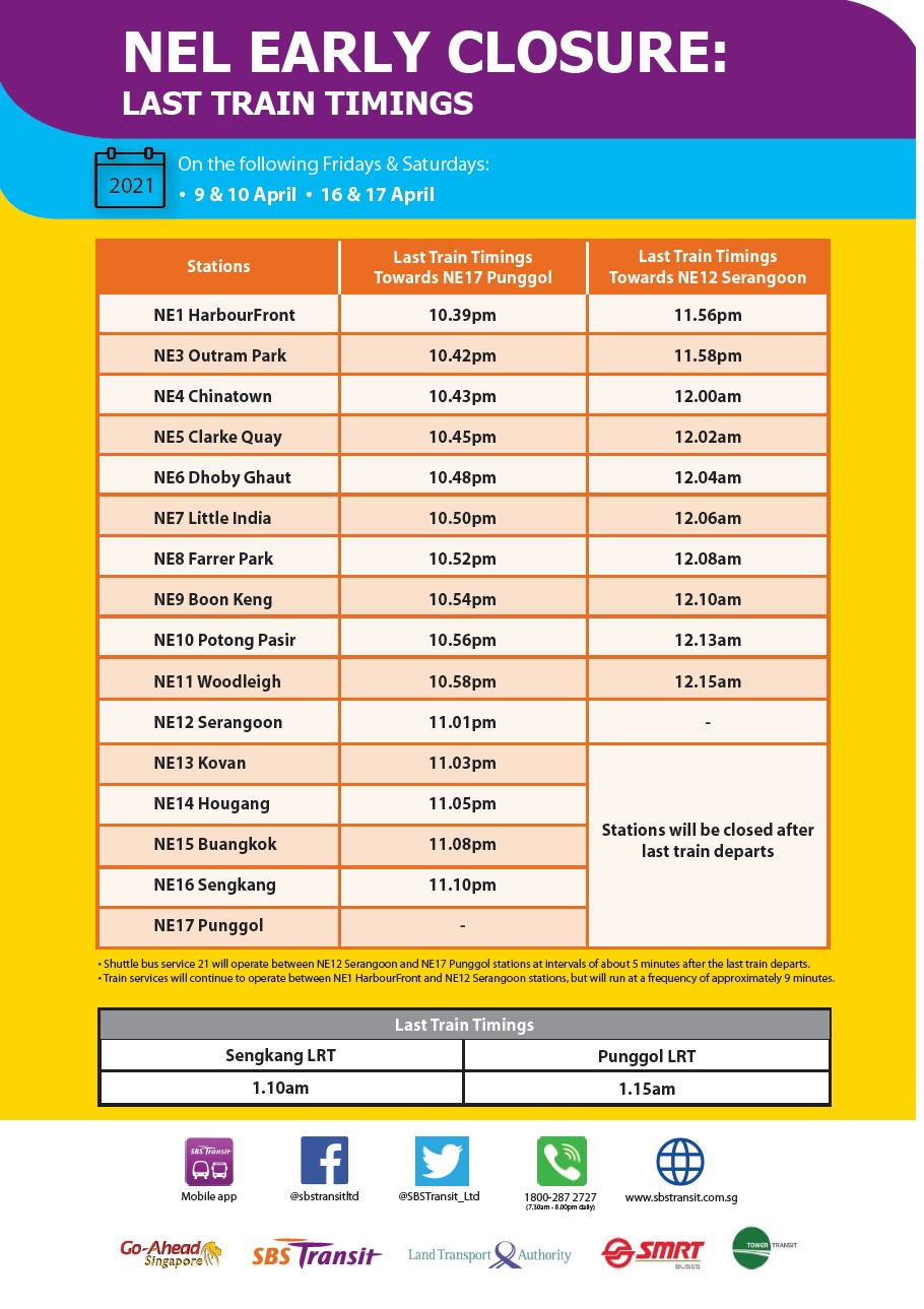 Changes in Train Timings - SBSTransit