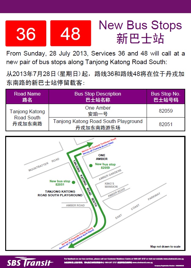 New bus stops for services 36 and 48 - SBSTransit